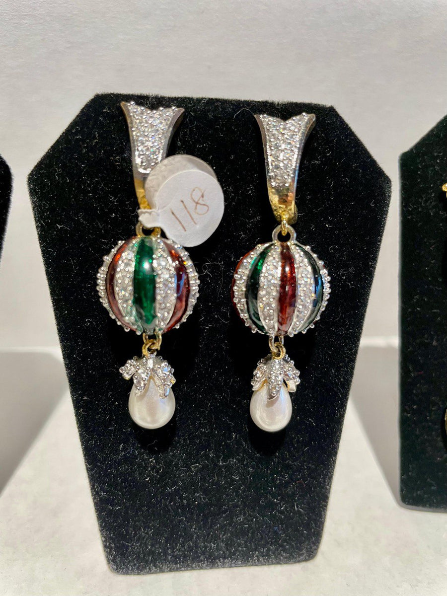 Traditional Gold Plated Stone Design Earing